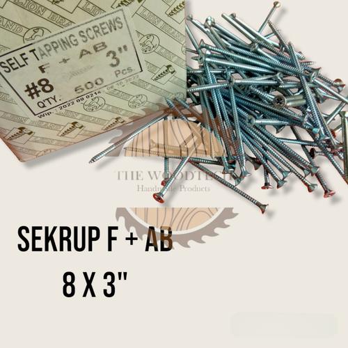 Jual Sekrup Tapping Screw FH Sekrup Kepala Rata 8 x 3" Inch - 100 Pcs ...