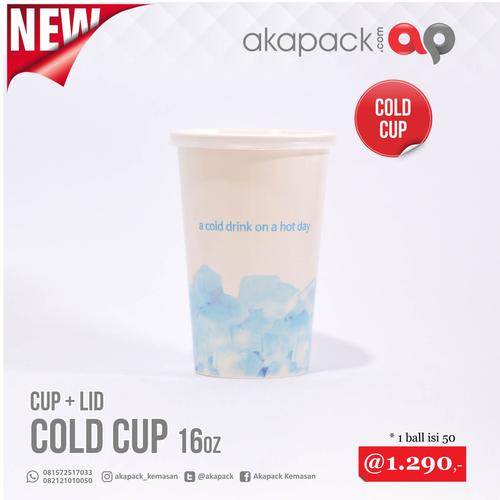 Jual Papper Cup Cold plus tutup 16oz pack 50pcs Gelas Kertas Kopi 480ml ...