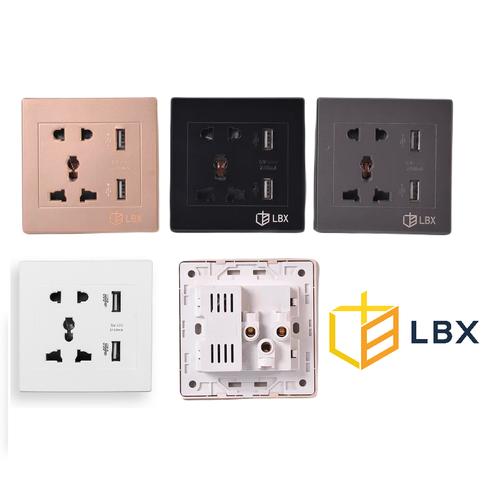 Jual Colokan Listrik Dinding Stop Kontak Universal UK EU US 2 USB Port ...