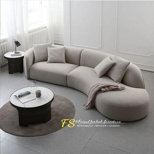 Jual sofa panjang minimalis modern ruang tamu, set sofa meja marmer ...