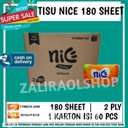 Jual tissue nice 180 sheets 2 ply 1 karton isi 60pcs harga lebih hemat ...