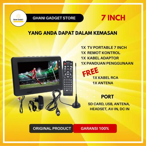 Jual TV Portable 7 Inch Digital Monitor Televisi Mobil Media Player USB ...