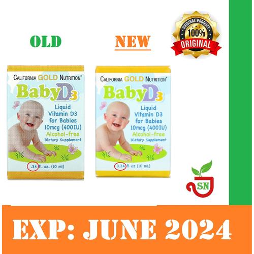 Promo California Gold Nutrition Baby Vitamin D3 D-3 D 3 Drops 400 IU 10 ...