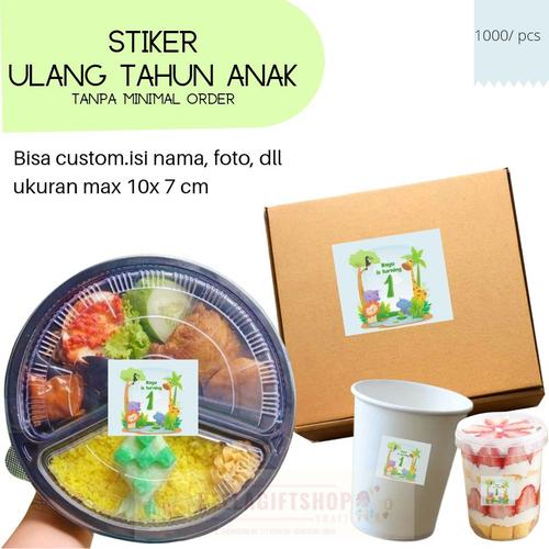 Jual stiker custom ulang tahun anak bento label kotak kemasan birthday ...