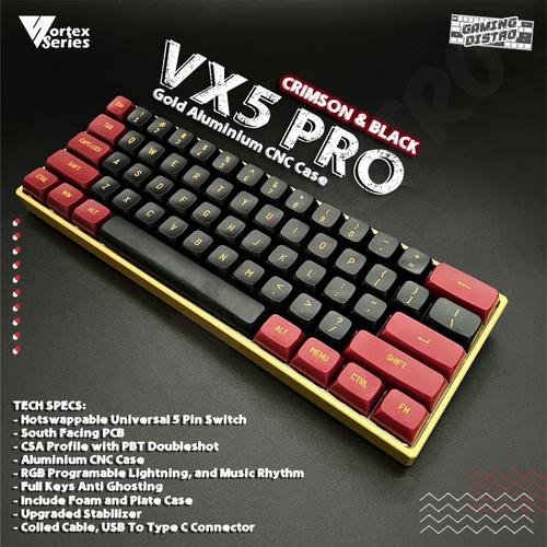 Jual Keyboard Gaming Vortex Series VX5 Pro RGB Alu Gold Case Black ...