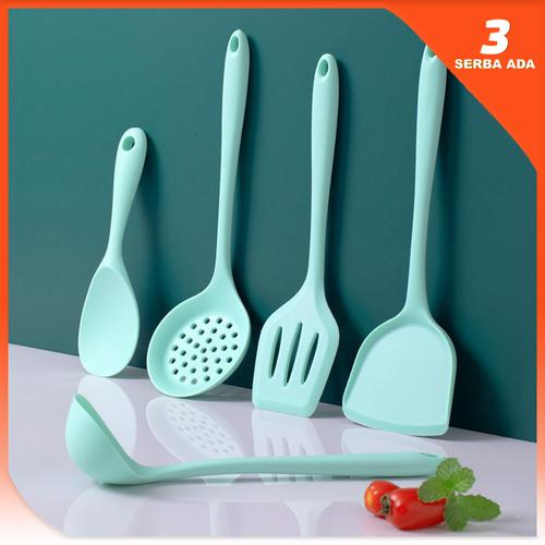 Jual Spatula Set Silikon Tahan Panas Warna Biru / Alat Masak Set ...