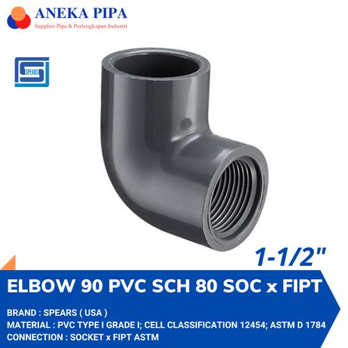 Jual Elbow 90 PVC Sch 80 Soc x Drat ASTM Size 1-1/2 Inch - Kota ...
