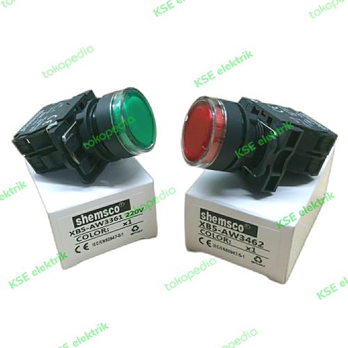 Jual Push button lamp 22mm (220vac) (xb5-aw) merah nc - hijau no ...