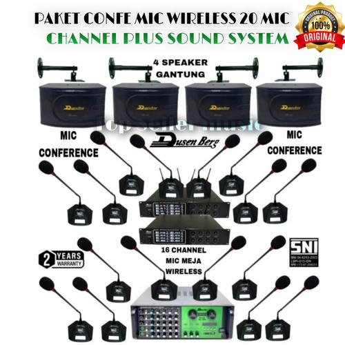 Jual PAKET SOUND CONFERENCE MIC MEJA WIRELESS 20 CHANNEL PLUS SOUND ...