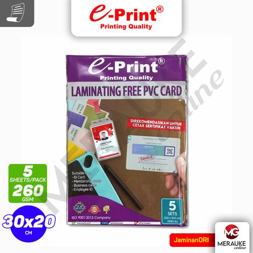 Jual Kertas Foto E-Print PVC ID Card Laminating A4 260gsm 5s - Kota ...