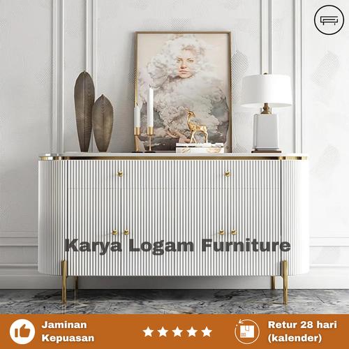 Jual Lemari Buffet Modern - Kabinet Credenza Marmer Asli Kaki Stainless ...