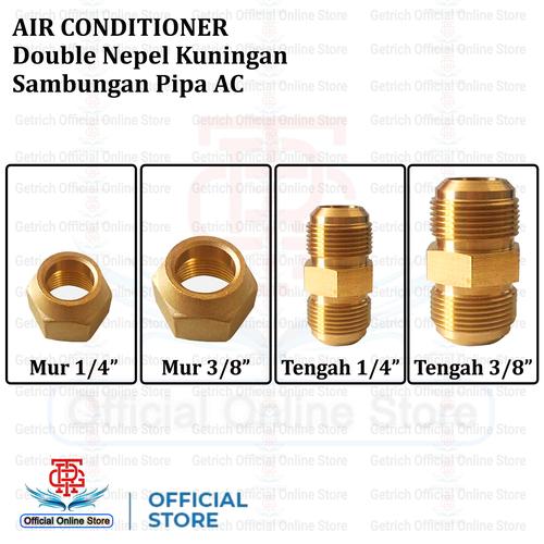 Jual Double Nepel Nipple Set 1/4" 3/8" Sambungan Pipa AC Tembaga Kuningan - Jakarta Barat ...