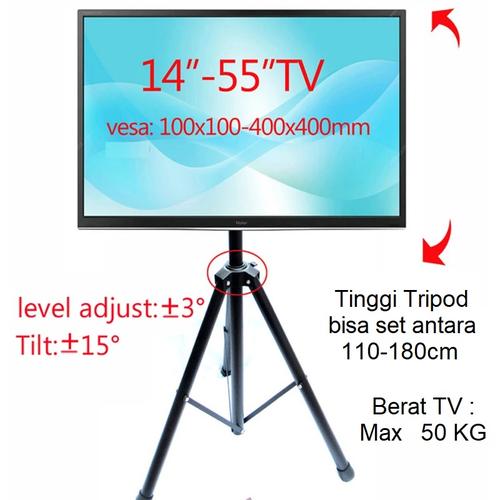 Jual Standing Bracket Berdiri kaki TRIPOD TJ1 FLAT TV 22 32 42 43 50 55 ...