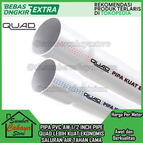 Jual PIPA PVC AW 1/2" INCH QUAD PARALON PRALON PIPE SALURAN AIR PER ...