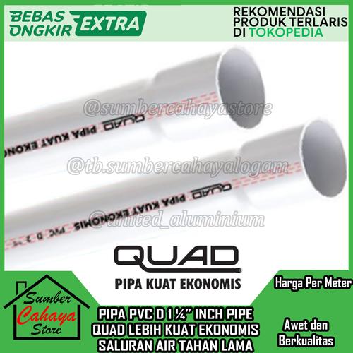 Jual PIPA PVC QUAD PRALON PARALON D 1 1/4" INCH PIPE KUAT SALURAN AIR ...