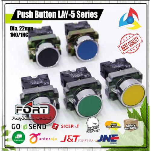 Jual Push Button Lamp LAY-5 Series 22 MM Merah Kuning Hijau Biru Hitam ...