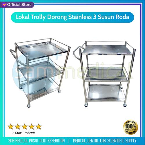 Promo Lokal Trolly Dorong / Meja Instrumen Stainless 3 Susun Roda Cicil ...