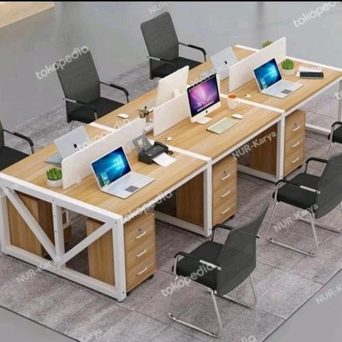 Jual meja staf meja kantor meja gaming meja kayu kaki besi modern ...