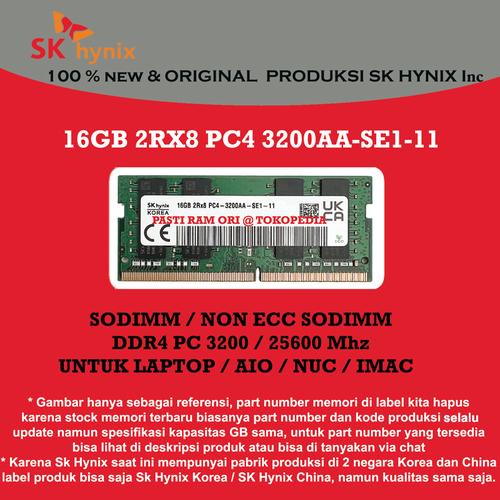 Jual 16GB DDR4 RAM SODIMM PC 3200/25600 Mhz SK HYNIX FOR NOTEBOOK ...
