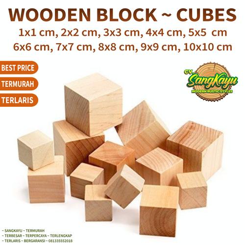 Jual Wooden Blocks 9x9cm wooden cube balok kayu kubus bahan craft ...