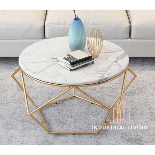 Jual coffee table marmer, meja tamu marmer, meja tamu industrial top ...