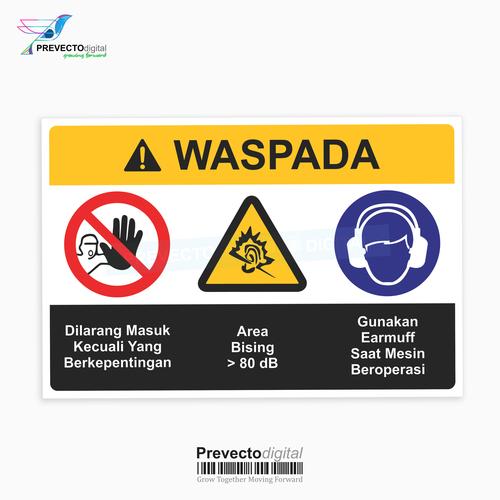 Jual Sticker Safety Sign K3 ANSI Rambu Area Bising Wajib Earmuff ...