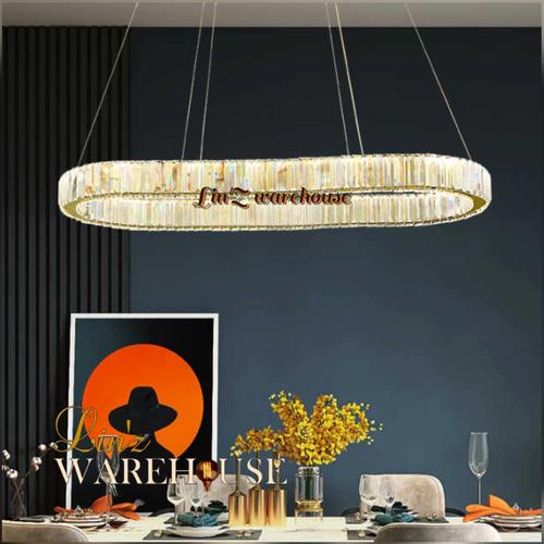 Jual Lampu gantung MODERN OVAL CRYSTAL LED 100 CM pendant light ...