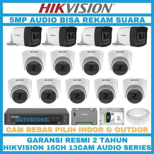 Promo PAKET CCTV HIKVISION 5MP 16 CHANNEL 13 CAMERA TURBO HD KAMERA ...