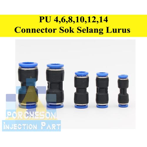 Jual PU Connector sok selang lurus connector fitting Pneumatic - PU-4 ...