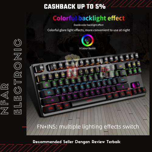 Jual Keyboard Mechanical Murah Gaming Lampu LED RGB Mechanical Blue ...