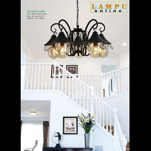 Jual lampu gantung klasik modern hitam DE-H9021-5-SBK - Jakarta Utara ...