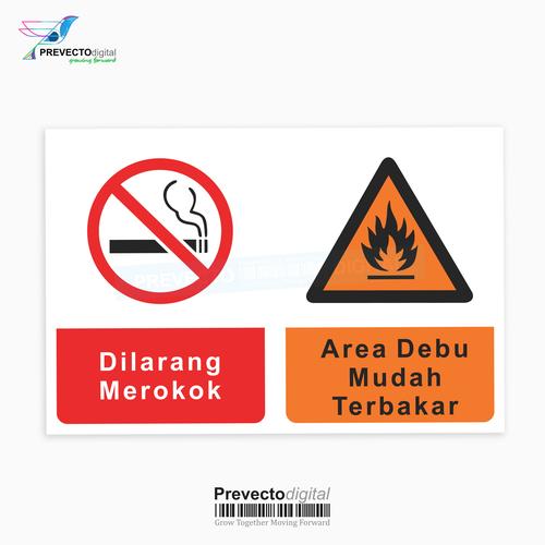 Jual Sticker Safety Sign K3 Rambu Dilarang Merokok Area Debu Mudah ...