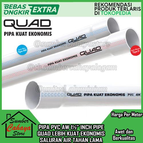 Jual PIPA PVC AW 1 1/2" INCH QUAD PARALON PRALON PIPE SALURAN AIR PER ...