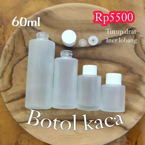 Jual Botol Kaca Frosted dof 60ml Refill Kosmetik Botol Serum Toner ...