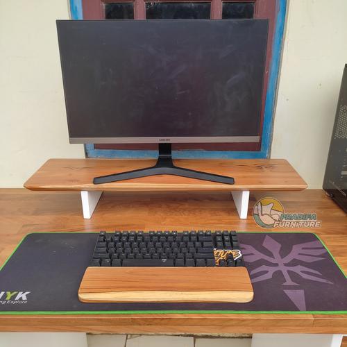 Jual stand monitor custom kayu gratis 3D desain - 80x23x12 - Kab ...