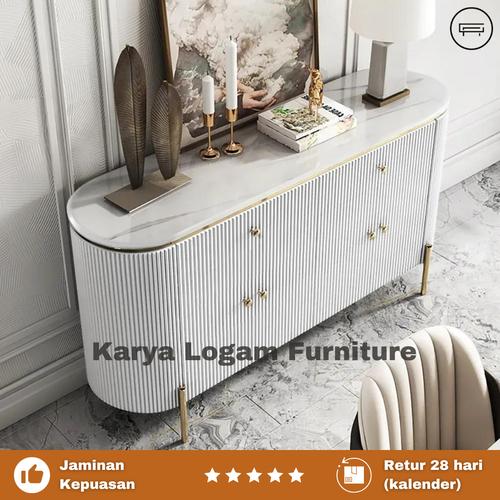 Jual Lemari Buffet Modern - Kabinet Credenza Marmer Asli Kaki Stainless ...