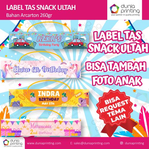 Jual Label tas snack plastik ulang tahun - min 8 pcs bisa custom foto ...