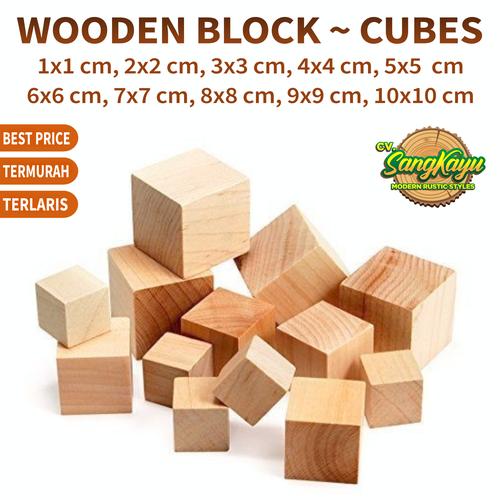 Jual Wooden Blocks 7x7cm wood cube balok kayu kubus bahan craft ...