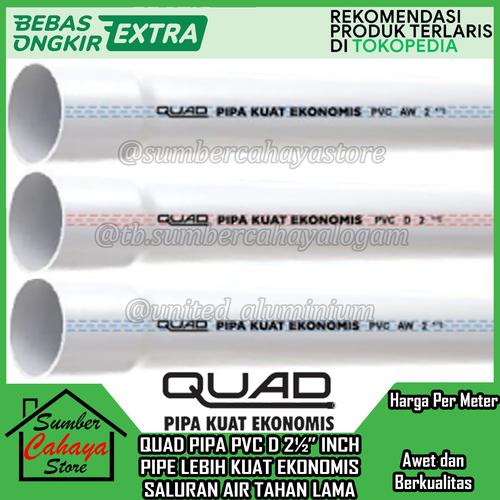 Jual PIPA PVC D 2 1/2" INCH QUAD PARALON PRALON PIPE SALURAN AIR PER ...