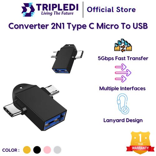Promo TRIPLEDI Converter Adapter 2 in 1 Type C Micro to USB 3.0 High ...