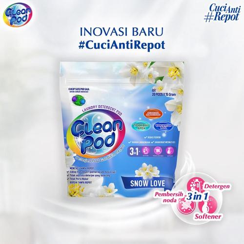 Jual CleanPod Snow Love Scent Laundry Pod Detergent 20 Pods x 15 gr ...