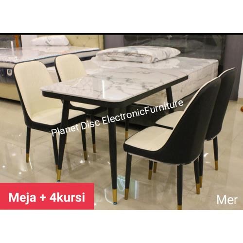 Jual Meja Makan Marmer + 4 Kursi Dining Table set 4 Kursi Meja Marmer ...