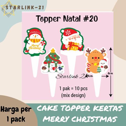Jual TOPPER KERTAS TEMA NATAL | Cake Topper Christmas isi 10 pcs/pak TP ...