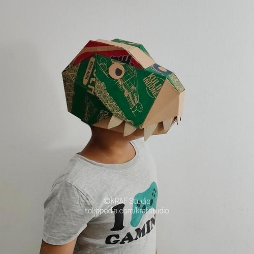 Jual Pola Kerajinan Kardus no.1134: Helm Atau Topi Dinosaurus T-rex ...