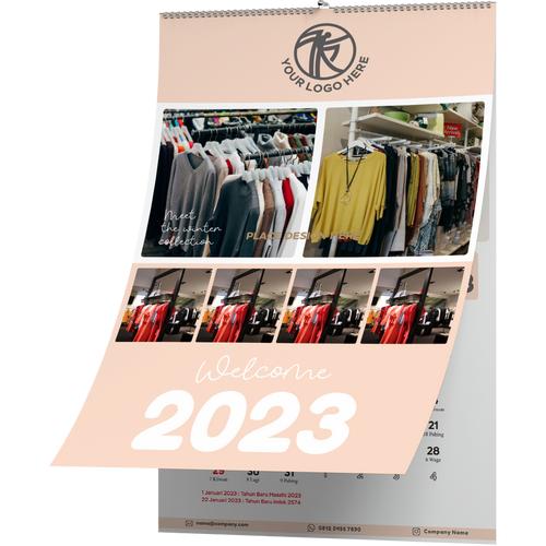Jual Kalender Custom Dinding 2023 Potrait Jilid Spiral Custom Desain ...