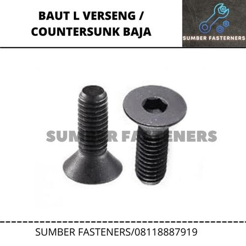 Jual Baut L Countersunk Verseng M5x12mm / M5x12 /5x12 Baja Hitam Grade ...