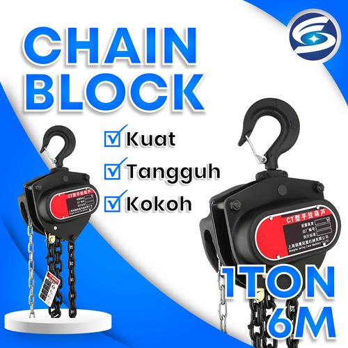 Promo Chain Block 1 Ton 6 Meter Takel Katrol Kerekan 1 Ton 6 Meter ...