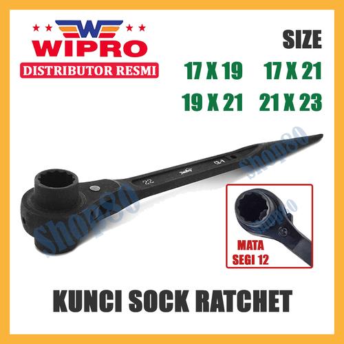 Jual Wipro Kunci Shock Ratchet Sock Sok Gagang Rachet 17 19 21 23 mm ...