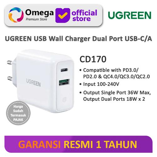 Jual UGREEN Fast Charger 36W Dual Port USB-C/USB-A - Kota Medan - Omega ...