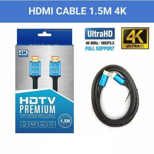 Jual Cable HDMI 1.5m Hitam Polos / Flat v1.4 / Jaring v1.4 / 4k HDMI v2 ...